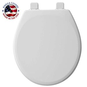 MAYFAIR 843SLOW 000 Lannon Toilet Seat will Slow Close and Never Loosen, ROUND, Durable Enameled Wood, White