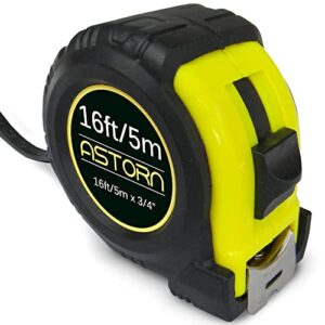 astorn metric tape measure 16ft/5m retractable - clear, easy to read measuring tape for adults & kids - cinta metrica profesional measurement tape for contractors & diy