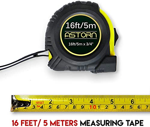 Astorn Metric Tape Measure 16ft/5M Retractable - Clear, Easy to Read Measuring Tape for Adults & Kids - Cinta Metrica Profesional Measurement Tape for Contractors & DIY