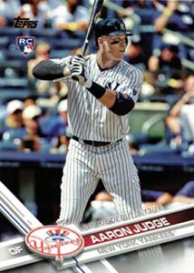 2017 topps update baseball #us99 aaron judge rookie debut card - hits home run in first major league at-bat