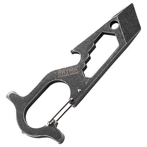 CRKT Pryma Stainless Steel Multitool: Compact and Lightweight EDC Metal Multi-Tool with Pry Bar, Hex Wrench, Bottle Opener, Glass Breaker, and Carabiner 9011