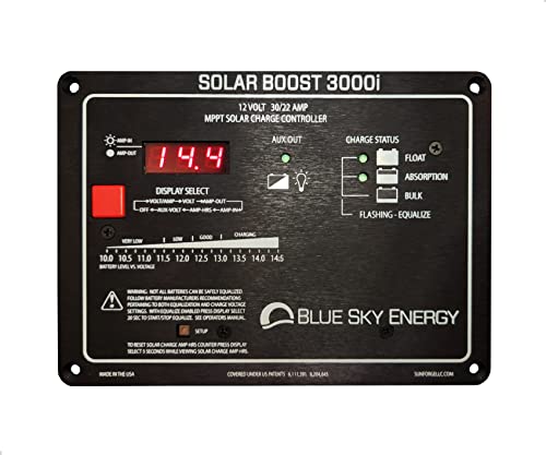 Blue Sky Energy SB3000i Solar Boost 30A MPPT Charge Controller with Display, Fully programmable for Lead-Acid or Lithium Batteries. Dual Battery Charge or 30A LVD Load Output