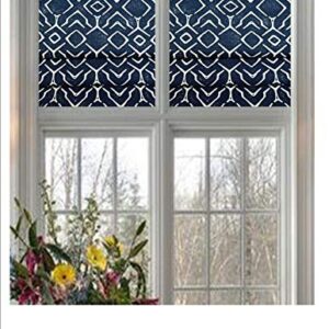 Faux Roman Valance Custom Made in Navy & Natural Trellis Print 100% Cotton Canvas Fabric. Fully Lined. Cordless. Ready to Hang