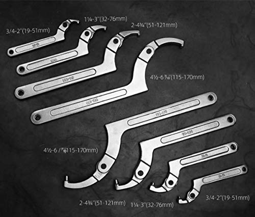 Vmotor Chrome Vanadium C Spanner Tool Adjustable Hook Wrench - 3/4-2"(19-51mm)