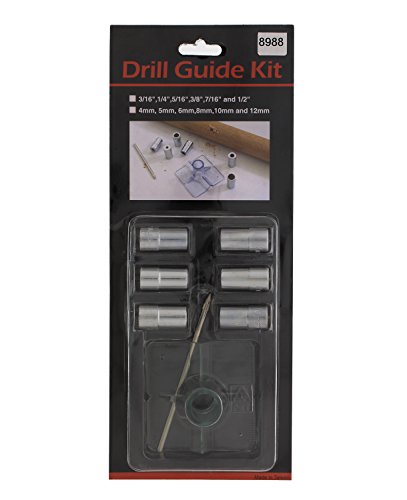 DCT SAE Drill Bit Guide Centering Punch 8-pc Center Drilling Set Kit – 3/16 to 1/2in Bushings, Locating Pin, Guide