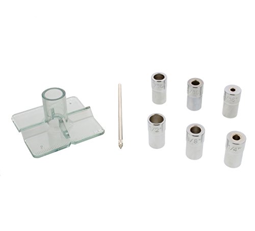 DCT SAE Drill Bit Guide Centering Punch 8-pc Center Drilling Set Kit – 3/16 to 1/2in Bushings, Locating Pin, Guide