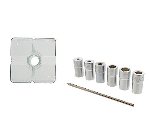 DCT SAE Drill Bit Guide Centering Punch 8-pc Center Drilling Set Kit – 3/16 to 1/2in Bushings, Locating Pin, Guide