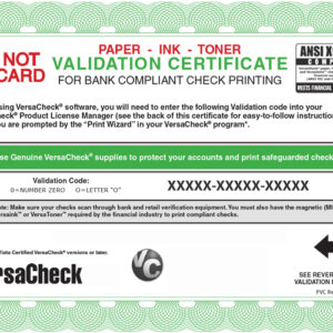 VersaCheck Annual 5000 Print Validation Code [Online Code]