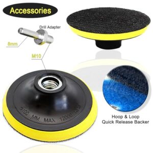 ADVcer Wet Diamond Polishing Pads Set, 4" 10 Pads 50 to 3000 Grit with Hook and Loop Backing Holder Disc - Ideal Buffing Kit for Granite Concrete Marble Stone Countertop Tile Floor Grinder or Polisher