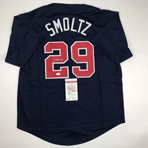 Autographed/Signed John Smoltz Atlanta Blue Baseball Jersey JSA COA