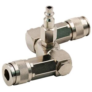 FIXSMITH Air Hose Connector- 2 Way Air Hose Splitter,1/4 In NPT, Air Compressor Accessories Fittings, Swivel 360 Degrees Connectors.