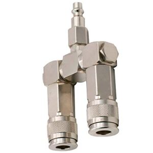 FIXSMITH Air Hose Connector- 2 Way Air Hose Splitter,1/4 In NPT, Air Compressor Accessories Fittings, Swivel 360 Degrees Connectors.