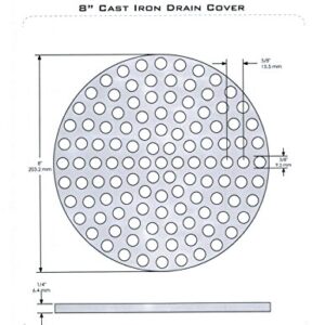 Aqva Premium 8" Cast Iron Drain Cover - Round Replacement Floor Drain Strainer - Easy Installation & Optimal Water Flow - Durable, Efficient & Stylish - Perfect for Home Plumbing