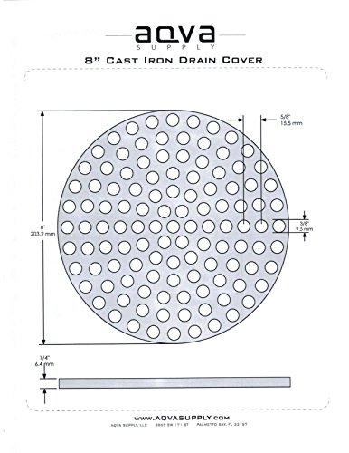 Aqva Premium 8" Cast Iron Drain Cover - Round Replacement Floor Drain Strainer - Easy Installation & Optimal Water Flow - Durable, Efficient & Stylish - Perfect for Home Plumbing