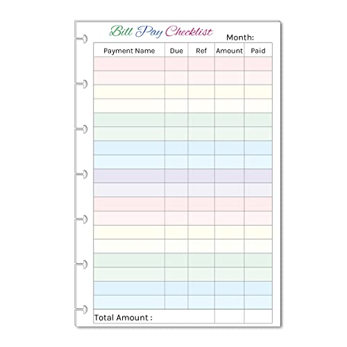 Monthly Bill Pay Checklist for the Mini Happy Planner, Fits 7-Disc Notebook, Budget Planner, Pre-punched Planner Inserts (colorful) BohoPlanners