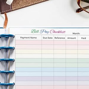 Monthly Bill Pay Checklist for the Mini Happy Planner, Fits 7-Disc Notebook, Budget Planner, Pre-punched Planner Inserts (colorful) BohoPlanners