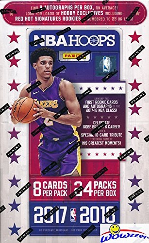 2017/18 Panini Hoops NBA Basketball ENORMOUS Factory Sealed HOBBY Box with TWO AUTOGRAPHS & 192 Cards! Look for Rookies & Autographs of Lonzo Ball, Markell Fultz, Jayson Tatum & Many More! WOWZZER!