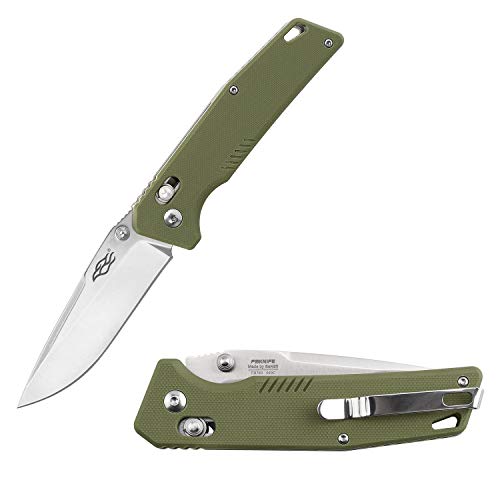 GANZO Firebird F7601 Pocket Folding Knife 440C Stainless Steel Blade G-10 Anti-Slip Handle with Clip Hunting Gear Fishing Camping Folder Outdoor EDC Knife (Green)