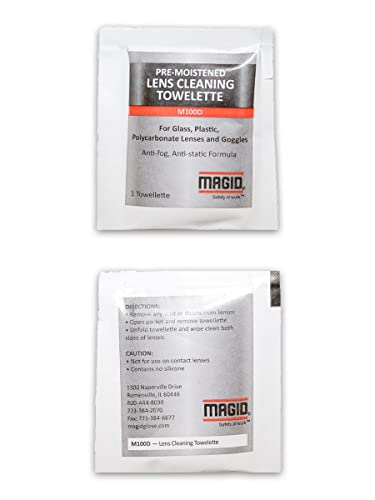 MAGID M100D Lens Cleaning Towelettes, Isopropyl Alcohol, 5" x 8", White (Pack of 100)