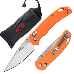 firebird ganzo f753m1 pocket folding knife g-10 anti-slip handle with clip 440c stainless steel blade camping fishing outdoor folder edc knife (orange)