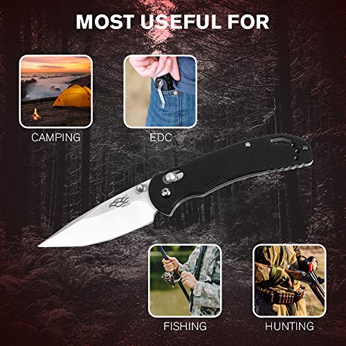 Firebird GANZO F753M1 Pocket Folding Knife G-10 Anti-Slip Handle with Clip 440C Stainless Steel Blade Camping Fishing Outdoor Folder EDC Knife (Orange)