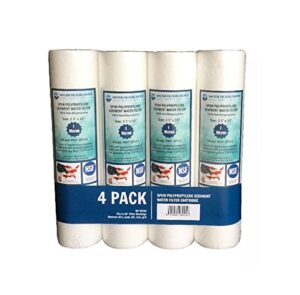 wfd, wf-sp101 2.5"x10" 1 micron sediment water filter cartridge, spun polypropylene, fits in 10" standard size housings of undersink ro or filtration systems (4 pack)