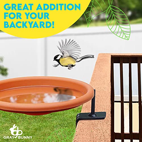 Bird Bath Bowl 12 Inches - Deck Mounted Bird Water Feeder, Large Bird Bath, Bowl Bird Baths, Hanging Bird Baths, Heavy Duty Sturdy Rust Resistant Steel Clamp, Detachable, Great Gift for Bird Lovers