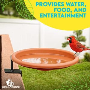 Bird Bath Bowl 12 Inches - Deck Mounted Bird Water Feeder, Large Bird Bath, Bowl Bird Baths, Hanging Bird Baths, Heavy Duty Sturdy Rust Resistant Steel Clamp, Detachable, Great Gift for Bird Lovers