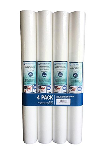 WFD, WF-SP201 2.5"x20" 1 Micron Sediment Water Filter Cartridge, Spun Polypropylene, Fits in 20" Standard Size Housings of Filtration Systems (4 Pack)