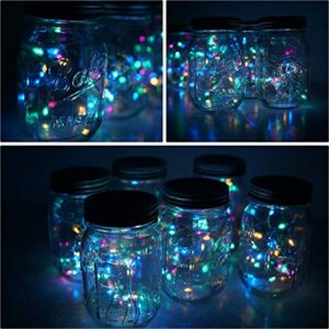 Decorman Solar Mason Jar Lid Lights, 6 Pack 20 LED Waterproof String Fairy Star Firefly Jar Lids Lights for Patio Garden Yard Lawn Party Wedding Christmas Decoration(Jars & Hangers Not Included)