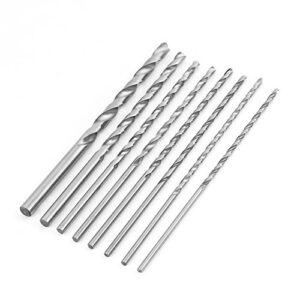 8pcs HSS Extra Long Drill Bit Set Round Shank for Wood Aluminum Plastic 4mm/4.2mm/4.5mm/5mm/5.2mm/6mm/8mm/10mm