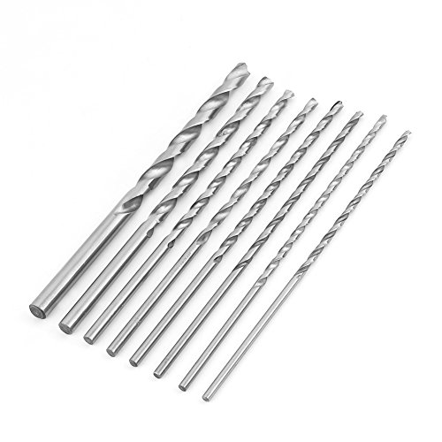 8pcs HSS Extra Long Drill Bit Set Round Shank for Wood Aluminum Plastic 4mm/4.2mm/4.5mm/5mm/5.2mm/6mm/8mm/10mm