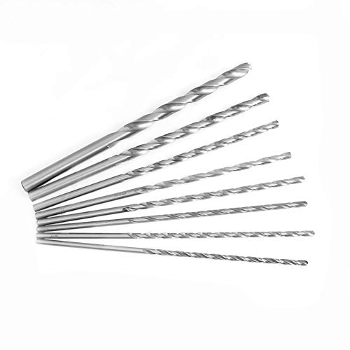 8pcs HSS Extra Long Drill Bit Set Round Shank for Wood Aluminum Plastic 4mm/4.2mm/4.5mm/5mm/5.2mm/6mm/8mm/10mm