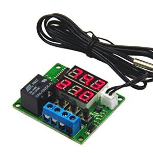 LM YN DC 12V Digital Thermostat Module -58℉ to 257℉ Fahrenheit Temp Display Temperature Controller Board with 20A Relay Waterproof Sensor Probe Dual LED Display Red Red