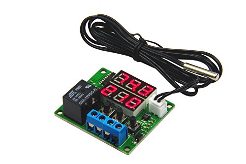 LM YN DC 12V Digital Thermostat Module -58℉ to 257℉ Fahrenheit Temp Display Temperature Controller Board with 20A Relay Waterproof Sensor Probe Dual LED Display Red Red