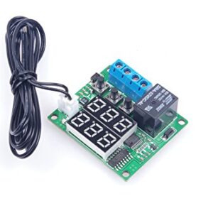 LM YN DC 12V Digital Thermostat Module -58℉ to 257℉ Fahrenheit Temp Display Temperature Controller Board with 20A Relay Waterproof Sensor Probe Dual LED Display Red Red