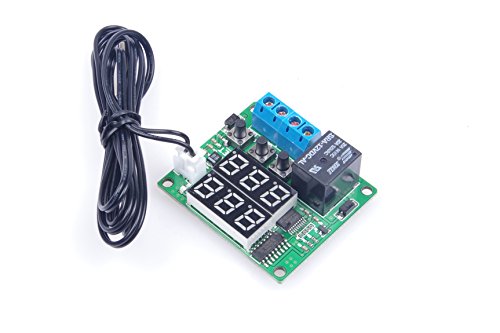 LM YN DC 12V Digital Thermostat Module -58℉ to 257℉ Fahrenheit Temp Display Temperature Controller Board with 20A Relay Waterproof Sensor Probe Dual LED Display Red Red