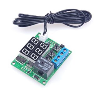 LM YN DC 12V Digital Thermostat Module -58℉ to 257℉ Fahrenheit Temp Display Temperature Controller Board with 20A Relay Waterproof Sensor Probe Dual LED Display Red Red