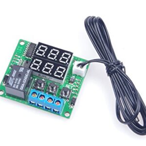 LM YN DC 12V Digital Thermostat Module -58℉ to 257℉ Fahrenheit Temp Display Temperature Controller Board with 20A Relay Waterproof Sensor Probe Dual LED Display Red Red