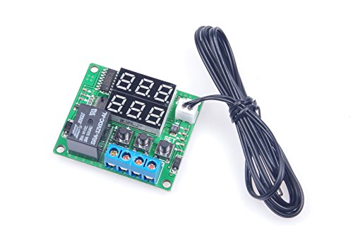 LM YN DC 12V Digital Thermostat Module -58℉ to 257℉ Fahrenheit Temp Display Temperature Controller Board with 20A Relay Waterproof Sensor Probe Dual LED Display Red Red