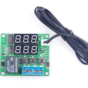 LM YN DC 12V Digital Thermostat Module -58℉ to 257℉ Fahrenheit Temp Display Temperature Controller Board with 20A Relay Waterproof Sensor Probe Dual LED Display Red Red