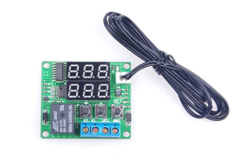 LM YN DC 12V Digital Thermostat Module -58℉ to 257℉ Fahrenheit Temp Display Temperature Controller Board with 20A Relay Waterproof Sensor Probe Dual LED Display Red Red