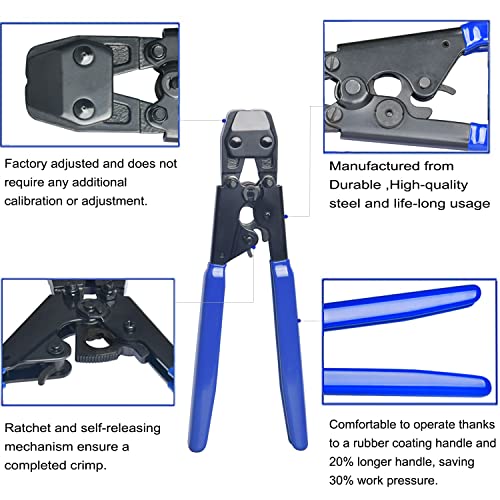 JWGJW Pex Cinch Clamp Fastening Tool with a cutting tool for 3/8 to 1-inch Stainless Steel Clamps with 1/2" 22PCS and 3/4" 10PCS PEX Clamps(003)