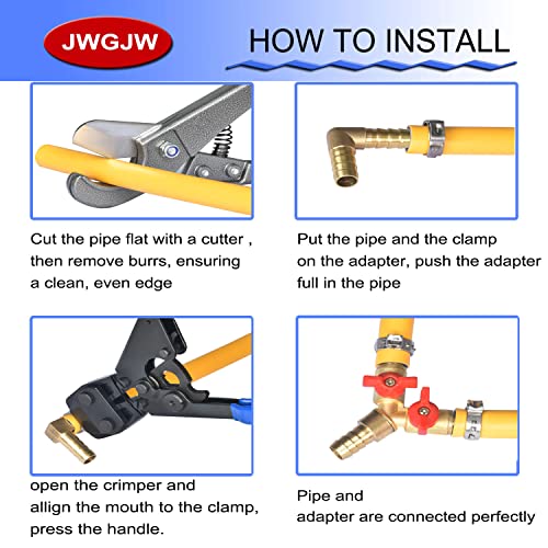 JWGJW Pex Cinch Clamp Fastening Tool with a cutting tool for 3/8 to 1-inch Stainless Steel Clamps with 1/2" 22PCS and 3/4" 10PCS PEX Clamps(003)