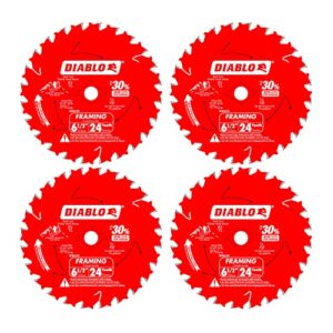 freud d0624x diablo 6-1/2-inch 24-tooth atb framing saw blade 5/8-inch arbor (4 pack)