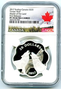 2017 ca canada $20 silver proof timber wolf master of the land first releases ucam $20 pf70 ngc