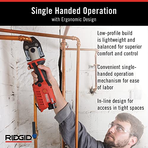 RIDGID 57363 Model RP 241 Compact Press Tool Kit with 1/2" to 1-1/4" ProPress Jaws, Battery, and Charger, Compact Pressing Tool with Bluetooth Connectivity