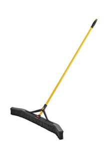 rubbermaid commercial products maximizer push-to-center broom with fine bristle, 36" wide, black (2018730)