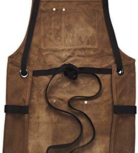 Angry Beaver Waxed Canvas Work Shop Apron For Men, Wood Workers Apron, Adjustable Construction or Craftsman Shop Apron with Utility Pockets and Tool Loop