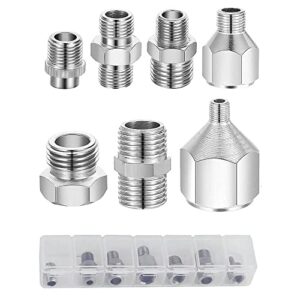 hubest 7 pcs of airbrush adaptor set airbrush fitting airbrush connector kit airbrush threaded plug for connecting airbrush and air compressor with transparent plaxtic box